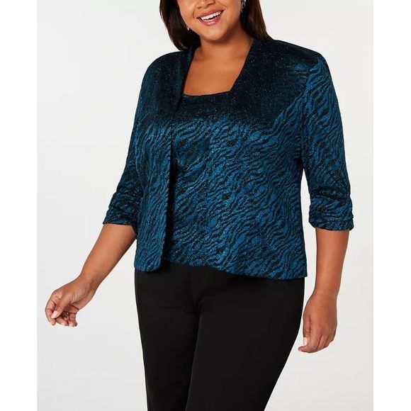 Alex Evenings | Tops | Alex Evenings Womens Evening Top Blue Size 2x ...